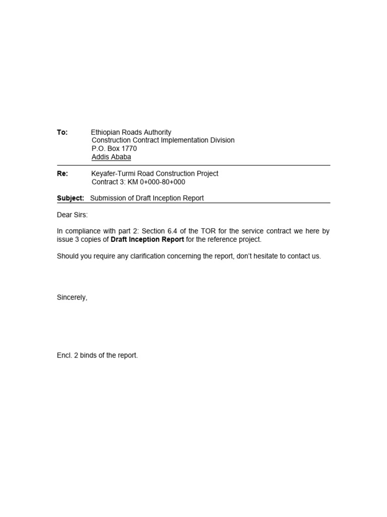 Inception Report Covering Letter | PDF
