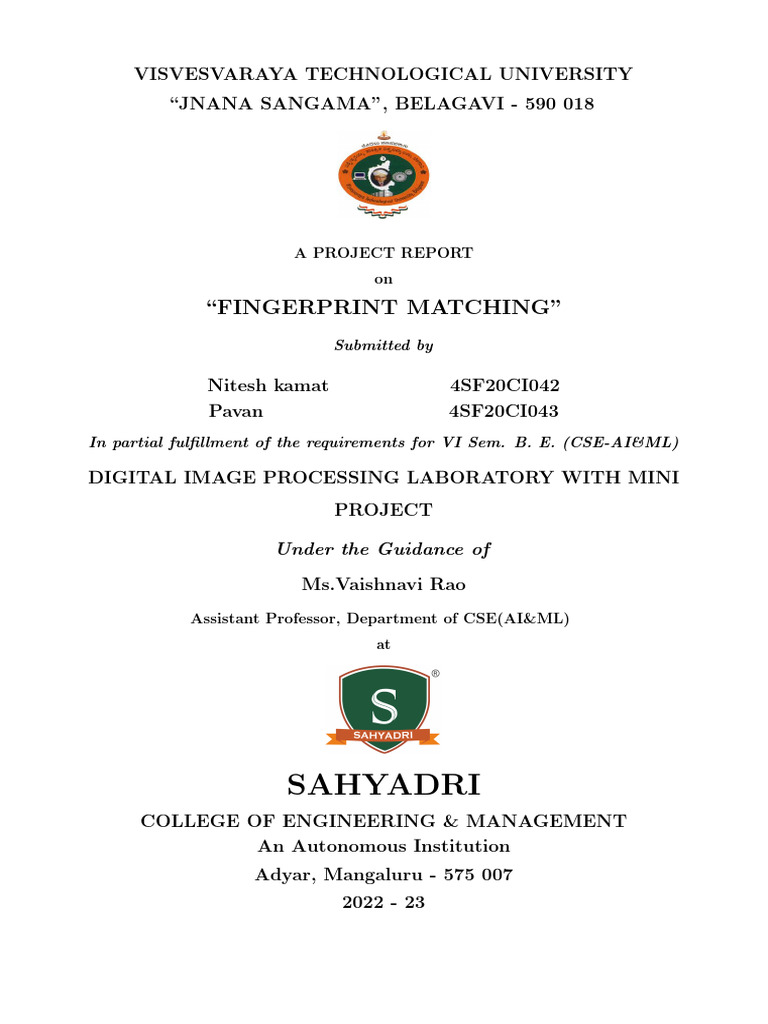 Fingerprint Matching Report | PDF | Fingerprint | Biometrics