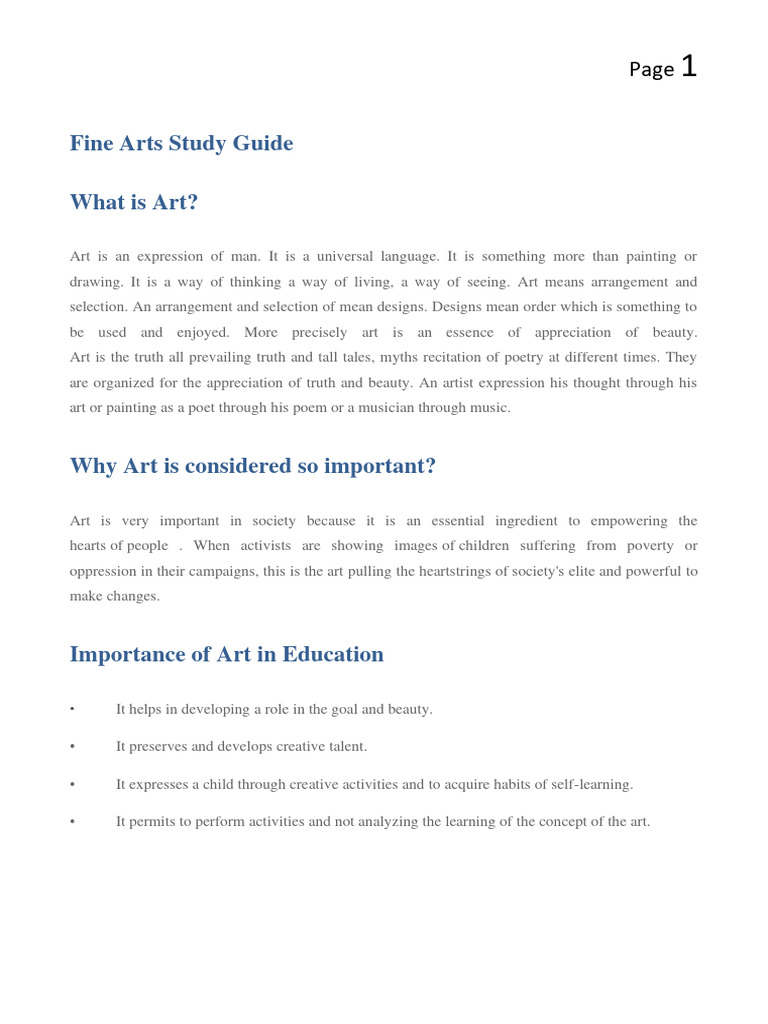 Fine Arts Study Guide: Key Concepts | PDF | Composition (Visual Arts ...