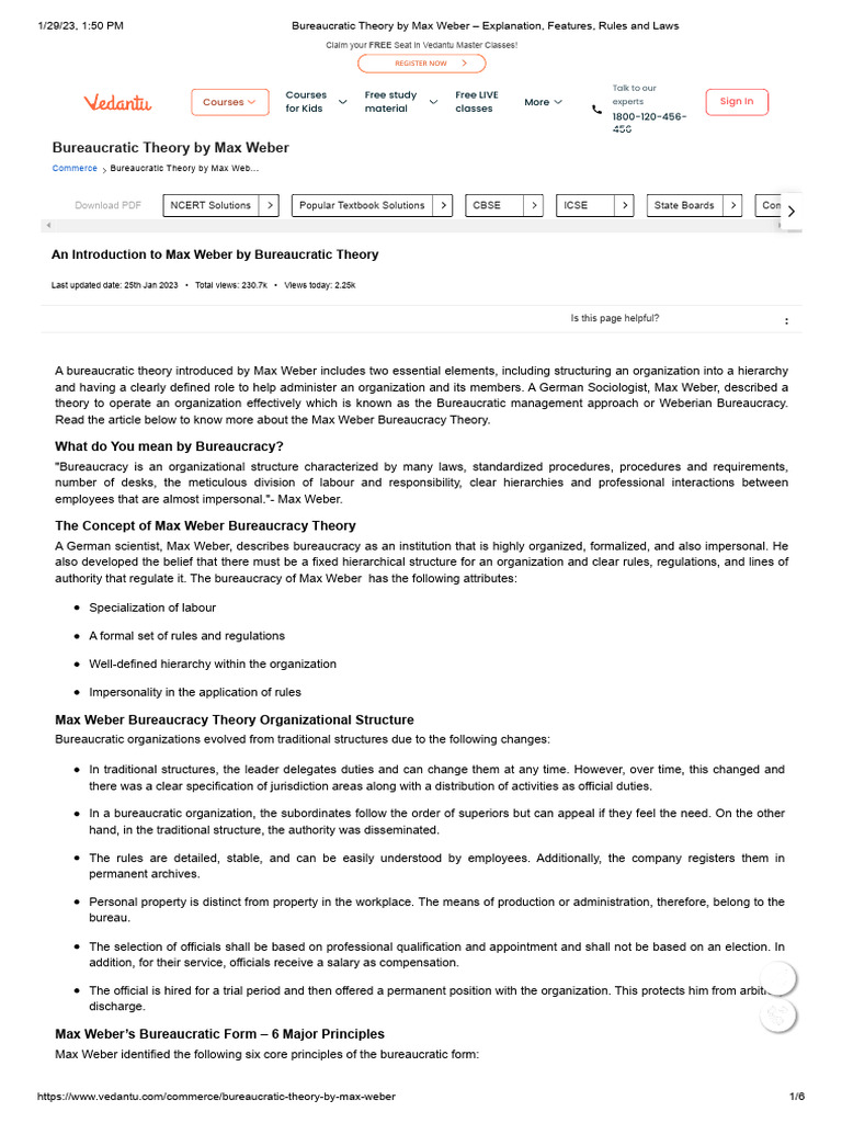 Bureaucratic Theory by Max Weber - Explanation, Features, Rules and ...