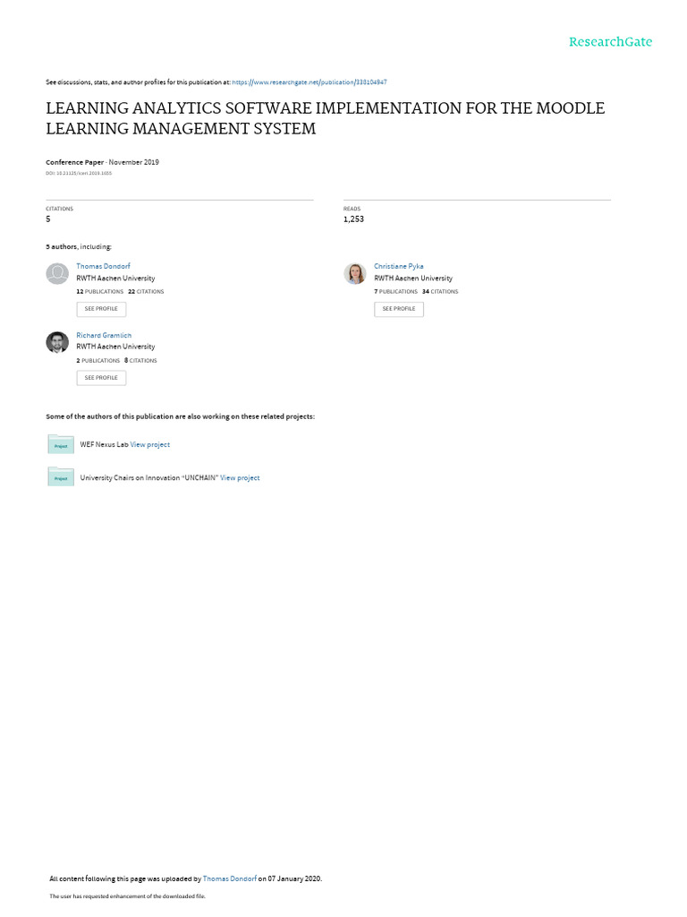 Learning Analytics Software Implementation For The Moodle Learning ...