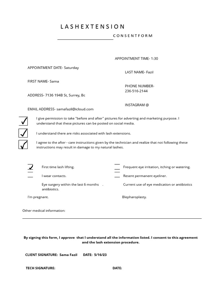 Lash Extension Consent Form | PDF