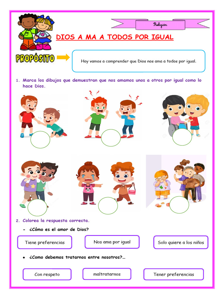 E11 s3 Ficha d2 Religion Dios Ama A Todos Por Igual | PDF