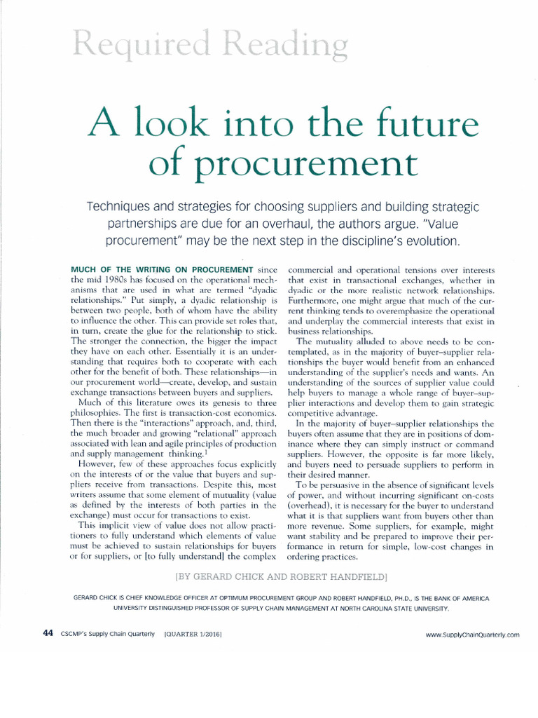 A Look Into The Future Of Procurement Pdf