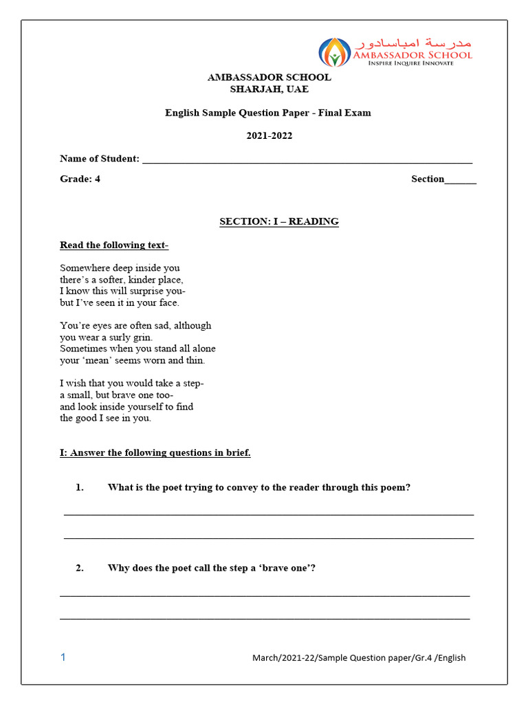 Model Question Paper. | PDF | Linguistics