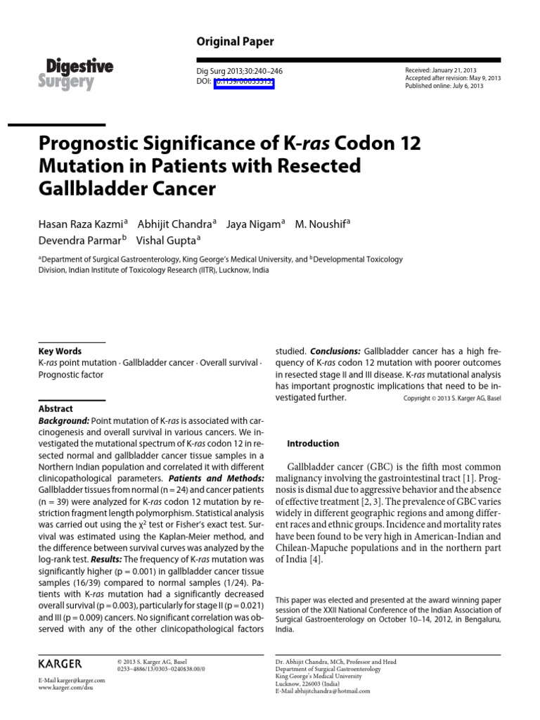 Prognostic Significance of K - Ras Codon 12 Mutation in Resected GBC 1.29.44 PM | PDF ...