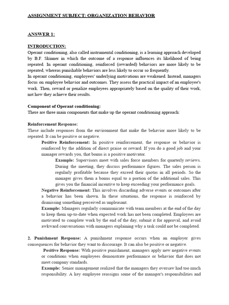 Organizational Behaviour | PDF | Leadership | Reinforcement