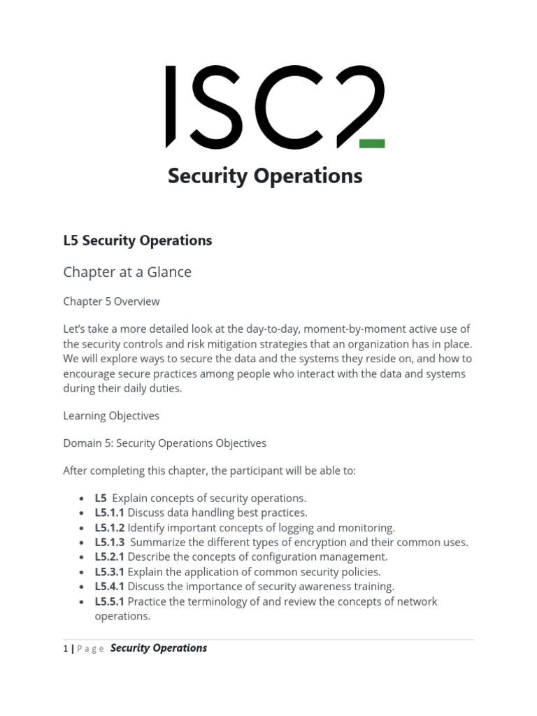 1SC2 5 Security Operations | PDF | Encryption | Computer Security
