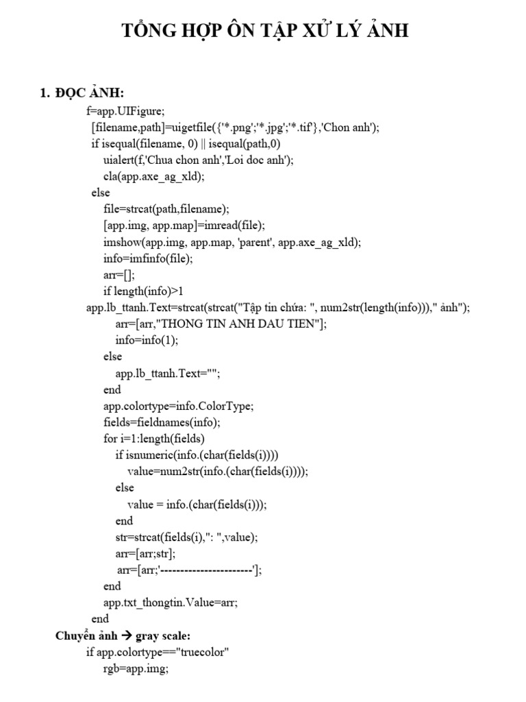 Tong Hop On Tap Xu Ly Anh | PDF
