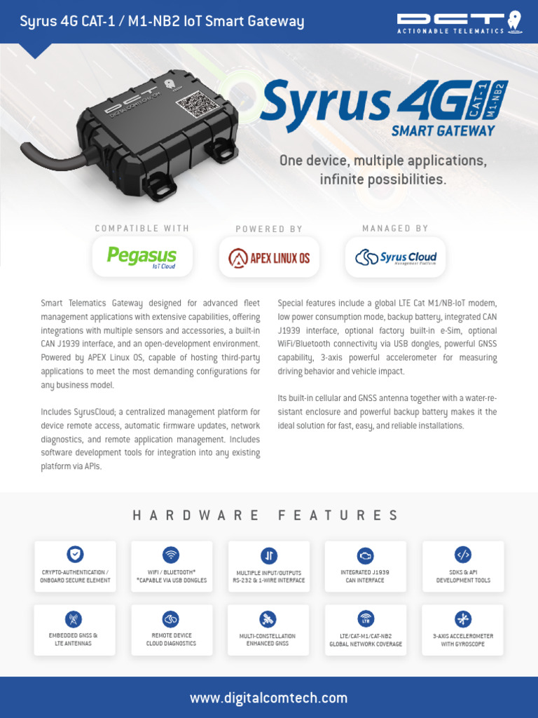 ? Syrus 4G CAT-1 - M1-NB2 IoT Smart Gateway Datasheet ?? | PDF | Internet Of Things | Embedded ...