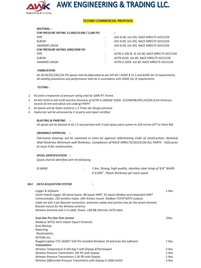TECHNIO COMMERCIAL PROPOSAL FOR WELL TEST Trailer PACKAGE R2-AWK ...