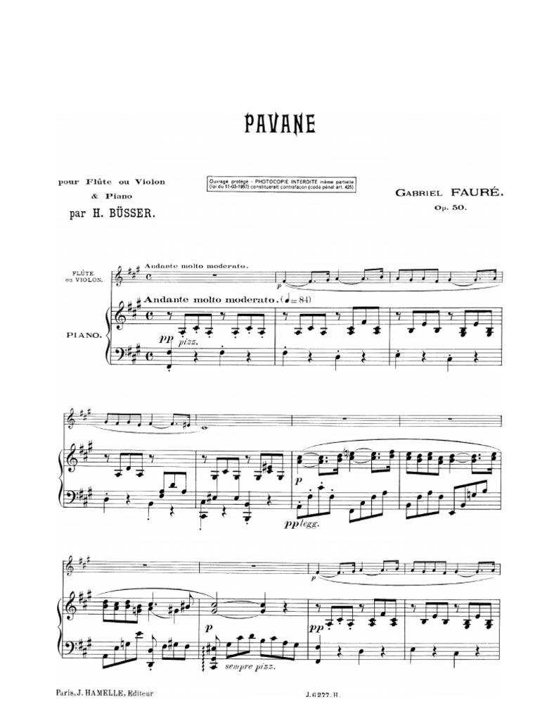 Faure - Op 50 - Pavane Violin Et Piano | PDF