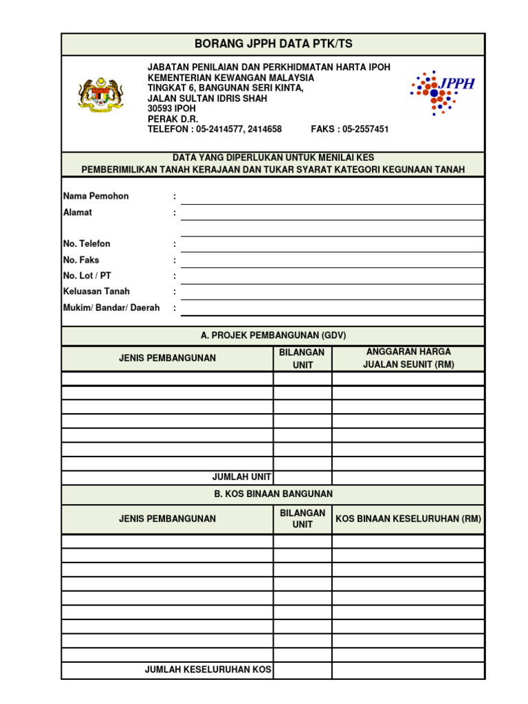 Borang JPPH PTK Ts | PDF