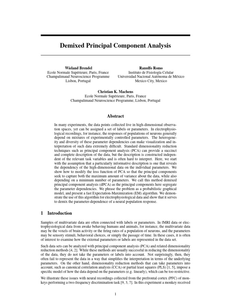 Demixed Principal Component Analysis | PDF | Principal Component Analysis | Eigenvalues And ...