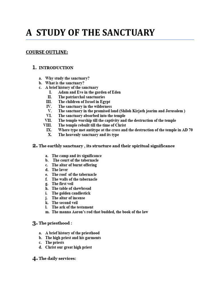 A Study of The Sanctuary | PDF | Tabernacle | Ark Of The Covenant