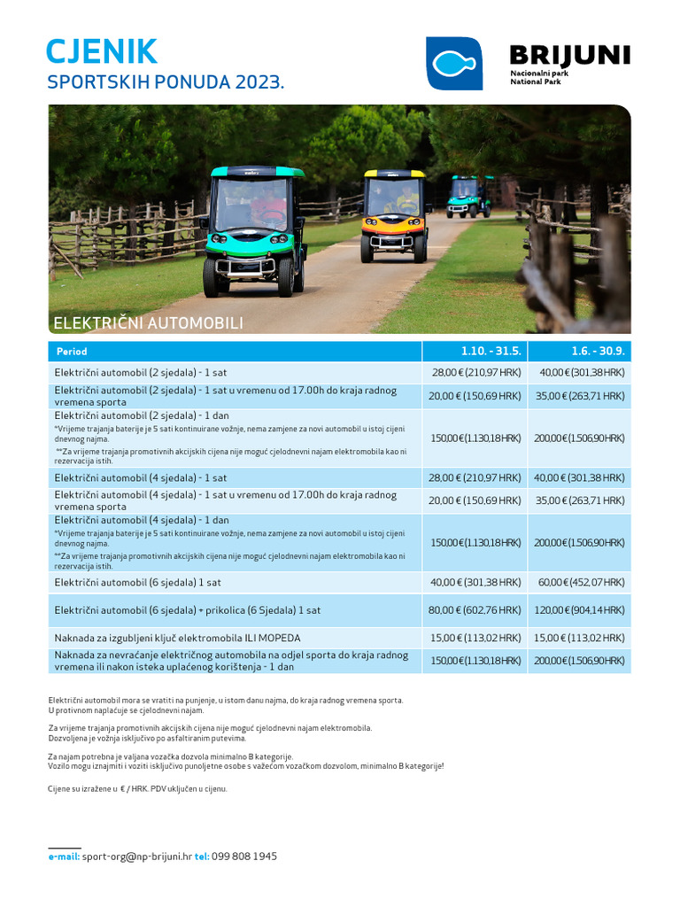 Brijuni Cjenik Sport Elek Auto A4 HR | PDF