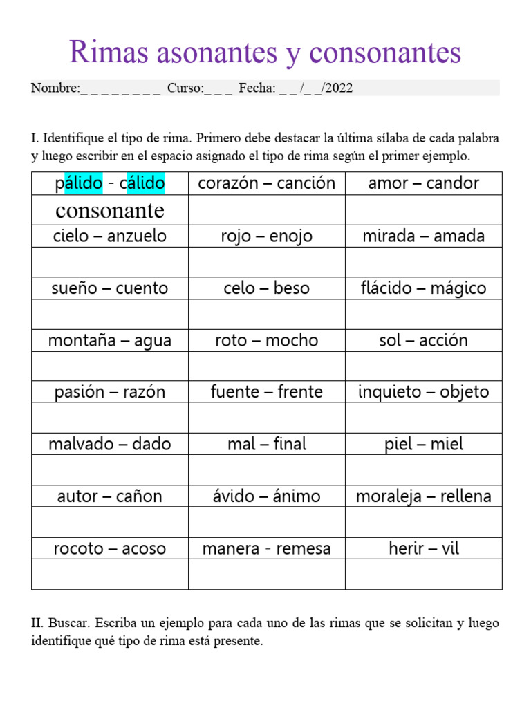 Rimas Actividad | PDF | Rima