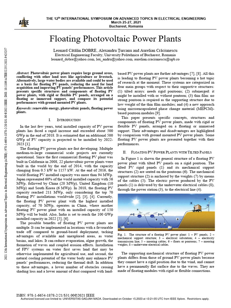 Floating Photovoltaic Power Plants | PDF | Photovoltaics | Thin Film ...