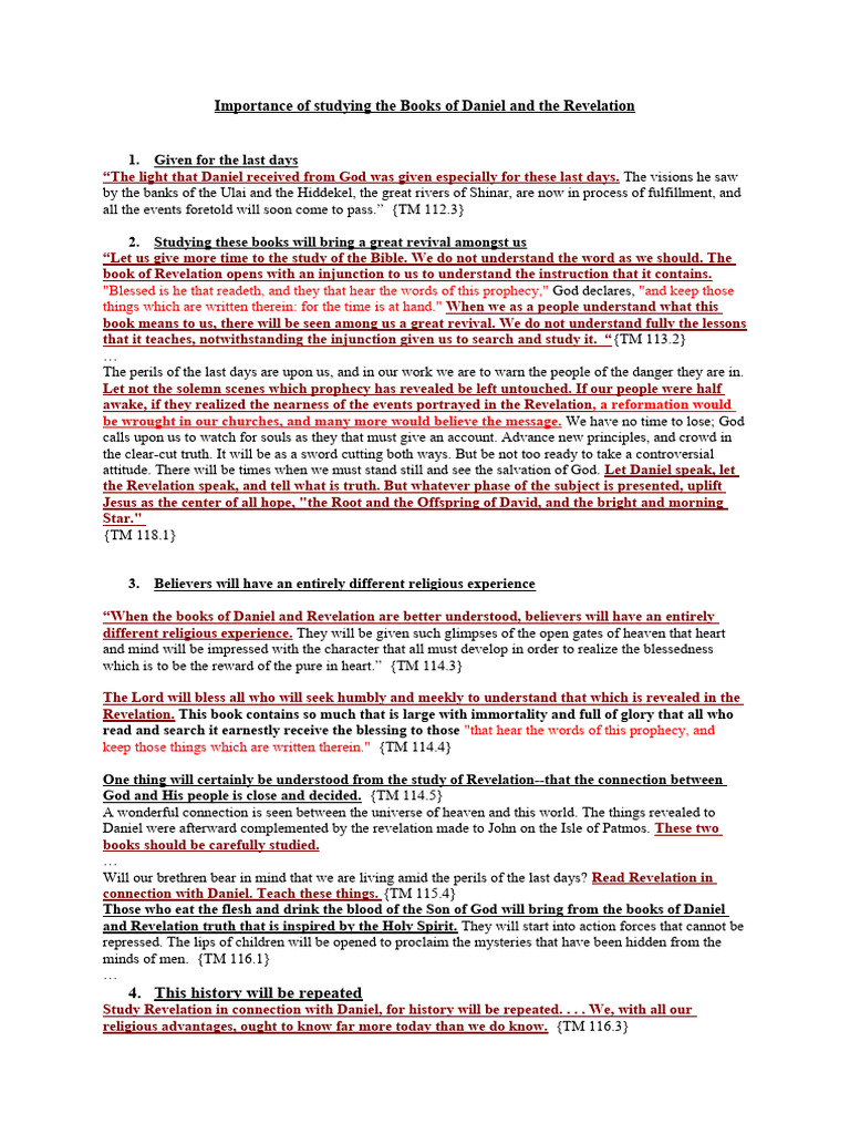 Importance Of Studying The Books Of Daniel And The Revelation Pdf