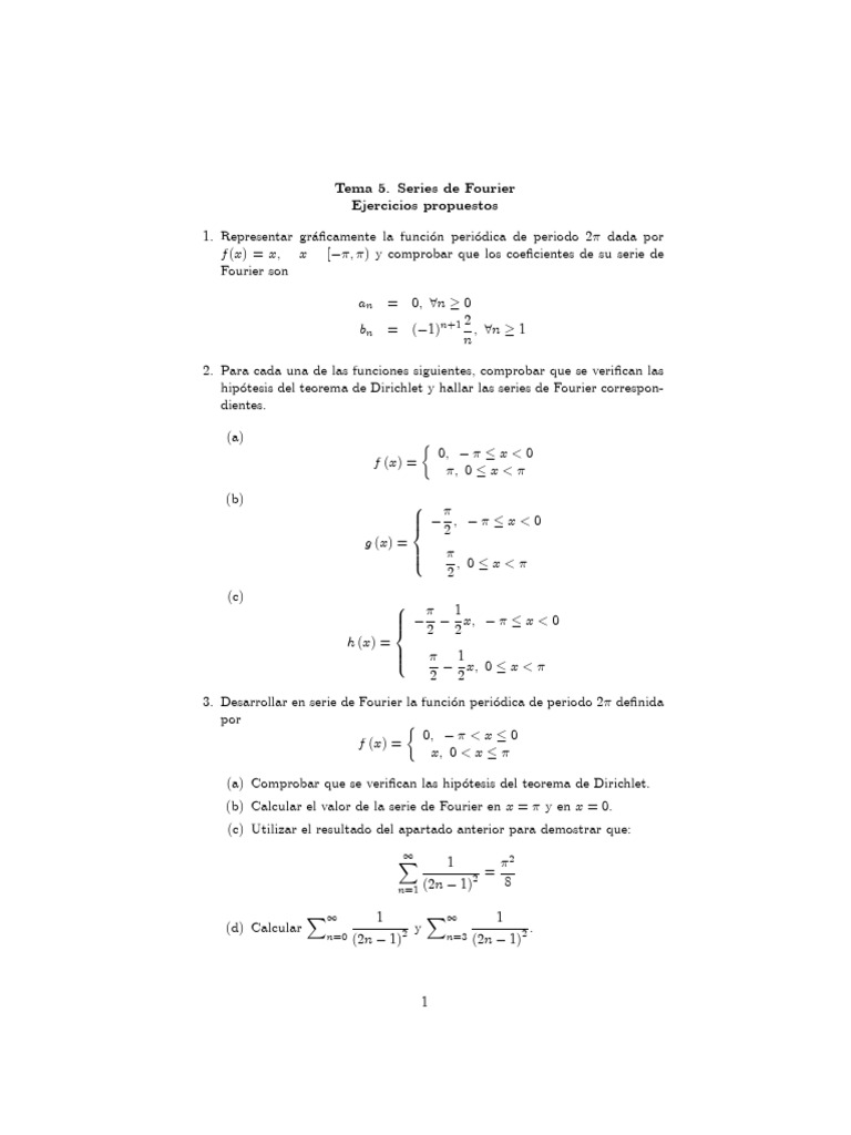 Ejercicios Tema 5 | PDF | Análisis matemático | Análisis de Fourier