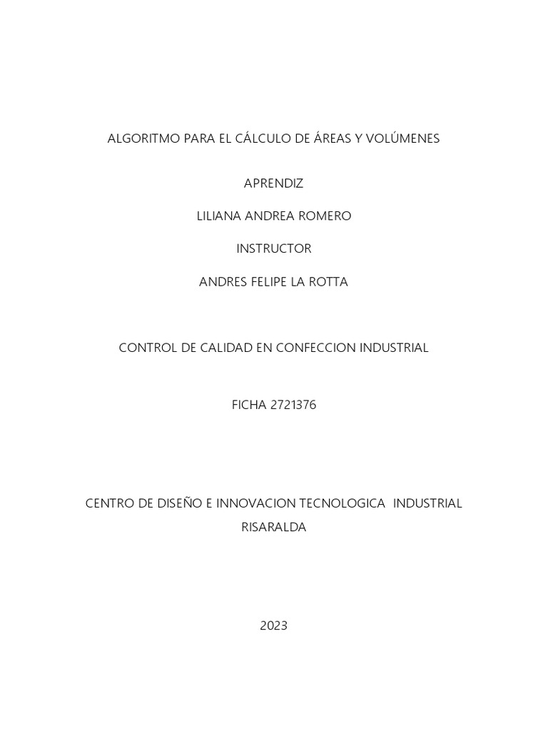 Algoritmo para El Cálculo de Áreas y Volúmenes | PDF | Volumen | Algoritmos