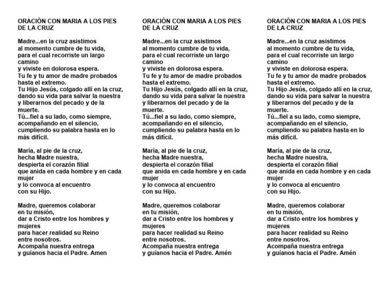Oración a María al Pie de la Cruz | PDF | María, madre de Jesús | Oración