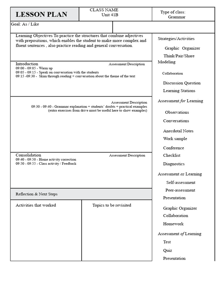Lesson Plan Sample | PDF | Lesson Plan | Linguistics