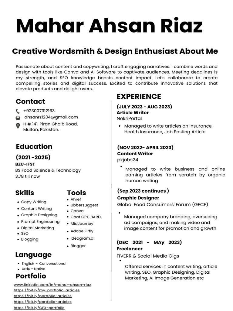 AHSAN's Resume PDF | PDF | Graphic Design | Blog