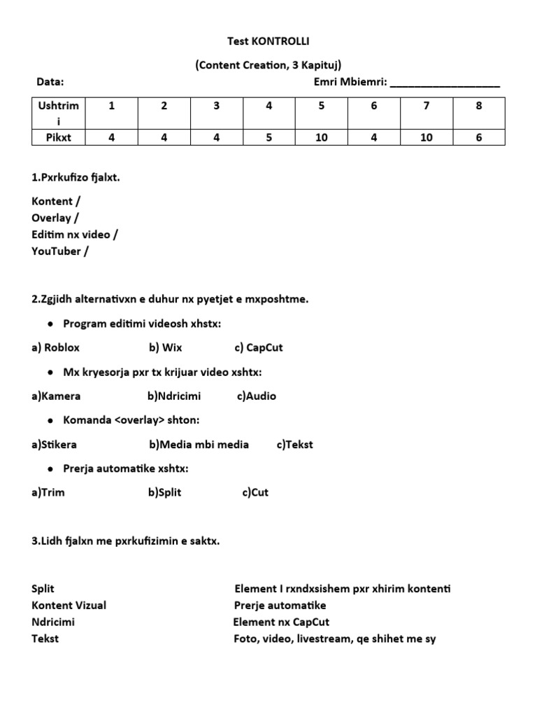 Test KONTROLLI | PDF