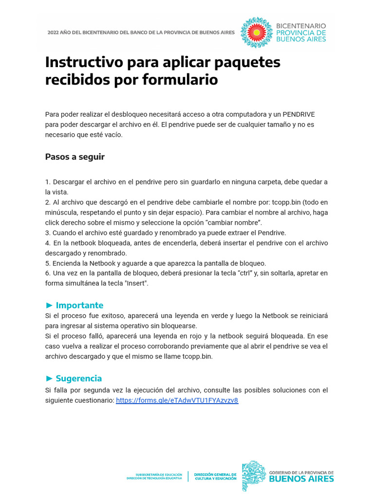 Instructivo para Desbloquear Una Netbook A Través Del Formulario | PDF