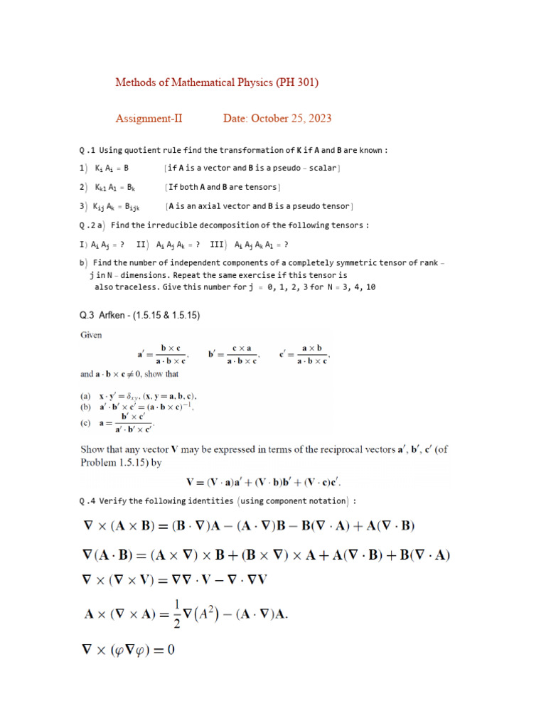 MMP-assignment On Calculus | PDF | Tensor | Euclidean Vector