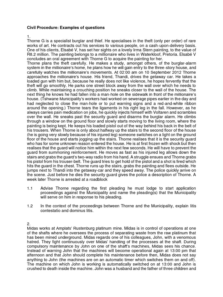 Civil Procedure Past Questions | PDF