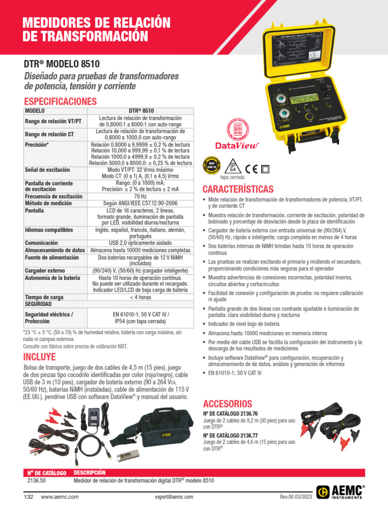 DTR 8510 DataSheet | PDF | Cargador de batería | Transformador