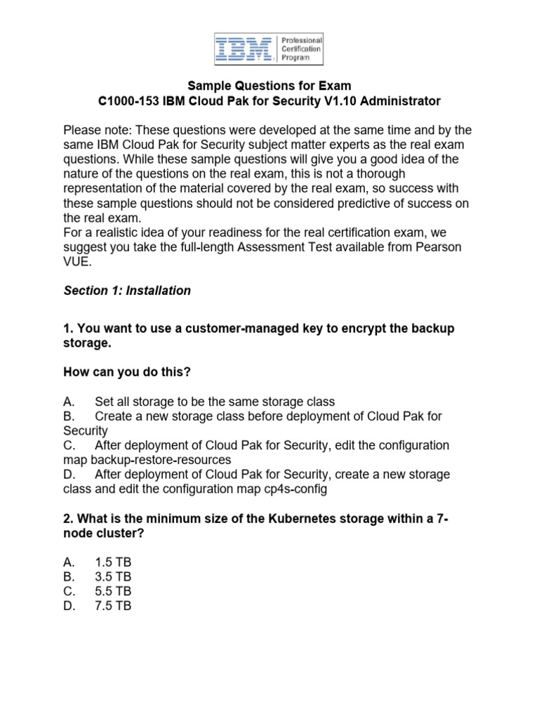 C1000-153 Sample Questions | PDF | Cloud Computing | Computing