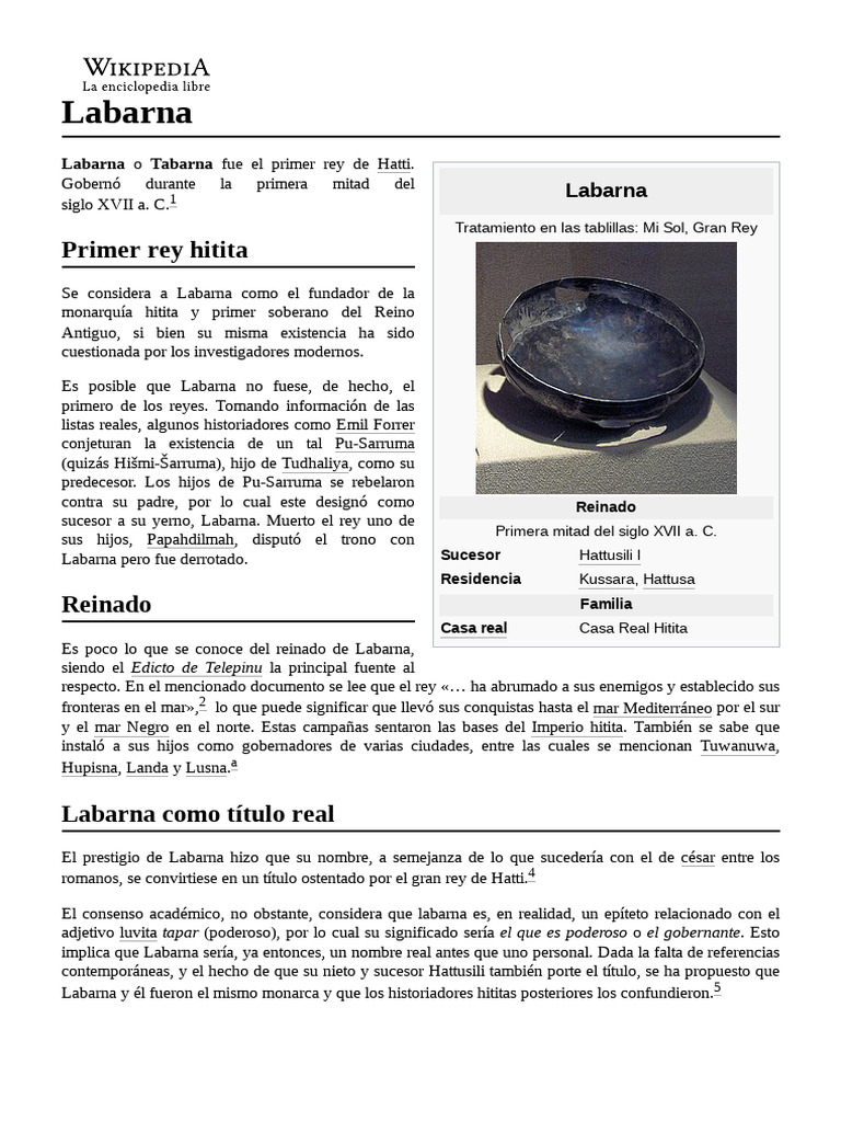 Labarna | PDF | Hititas | Antiguo Cercano Oriente