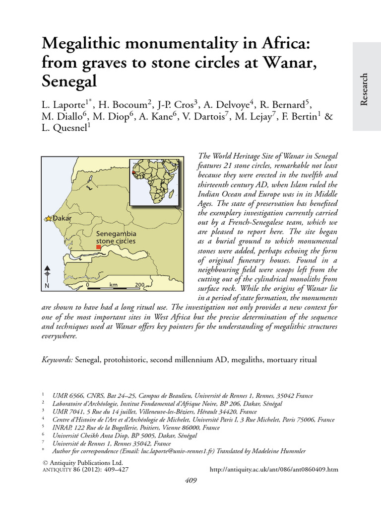 Megalithic Monuments of Wanar, Senegal | PDF | Archaeology