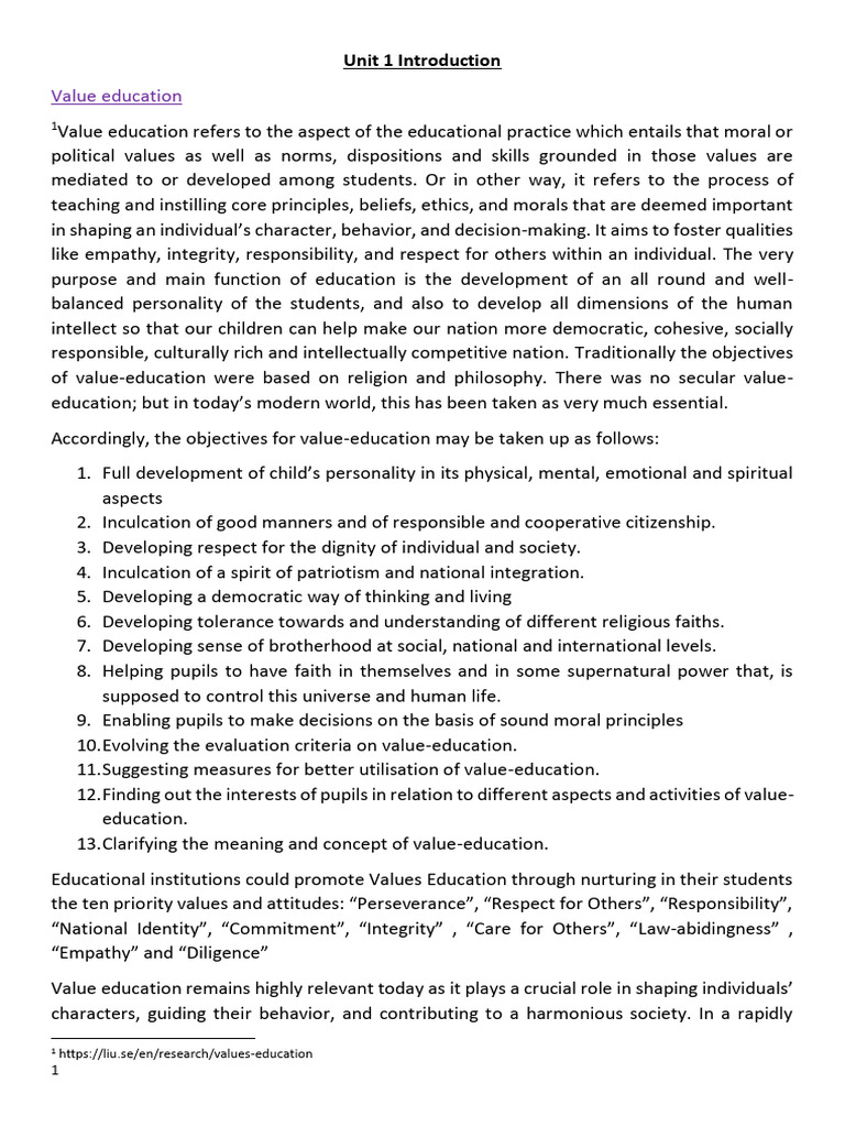 Value Education Notes For Reference | PDF | Morality | Integrity