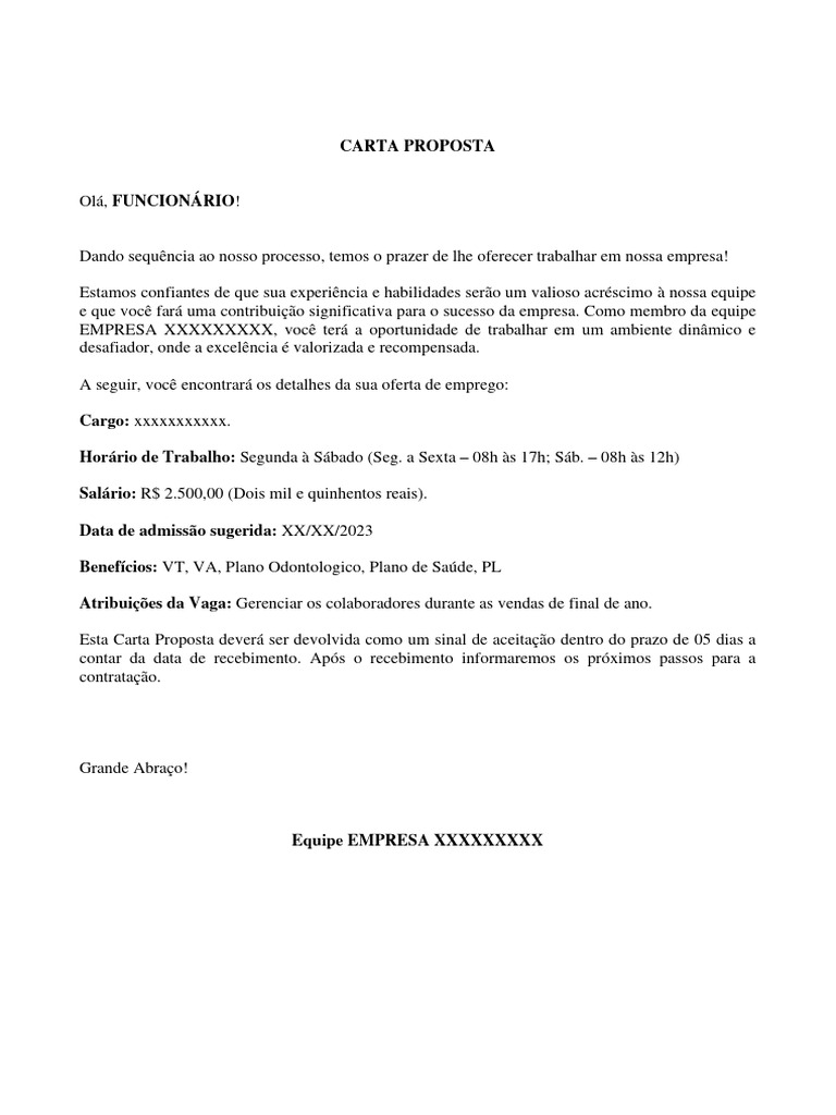 Modelo Carta Proposta | PDF
