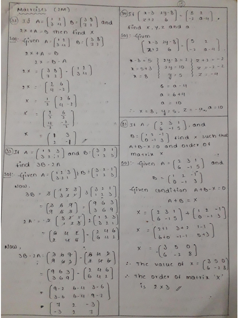 Matrices (2marks) List PDF | PDF