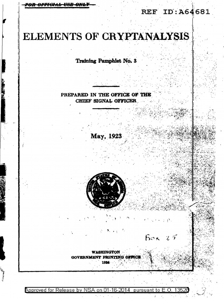 Elements of Cryptanalysis: Pamphlet No | PDF | Telecommunications | Information Age