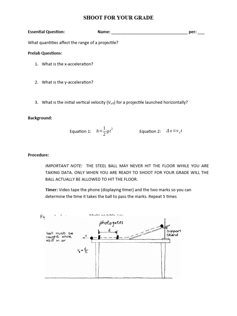 4C - Unit 3 - Shoot For Your Grade | PDF | Velocity | Projectiles