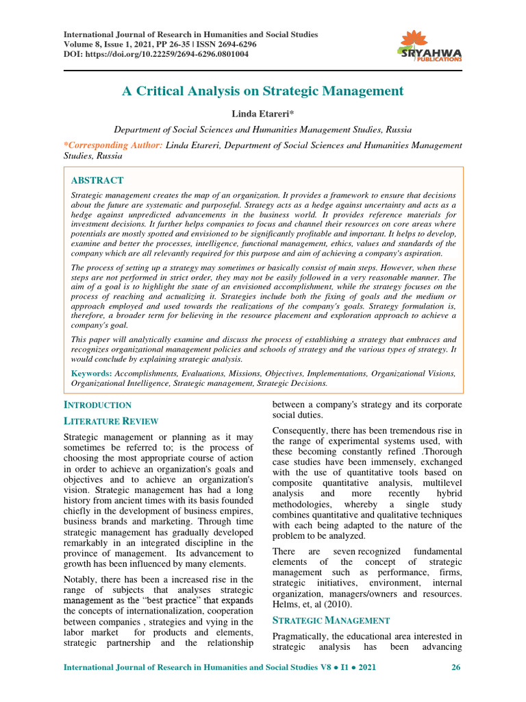Bcg Matrix Pdf Strategic Management Swot Analysis