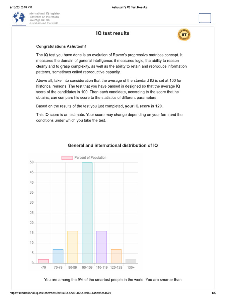 International IQ Test 16-09-2023 | PDF