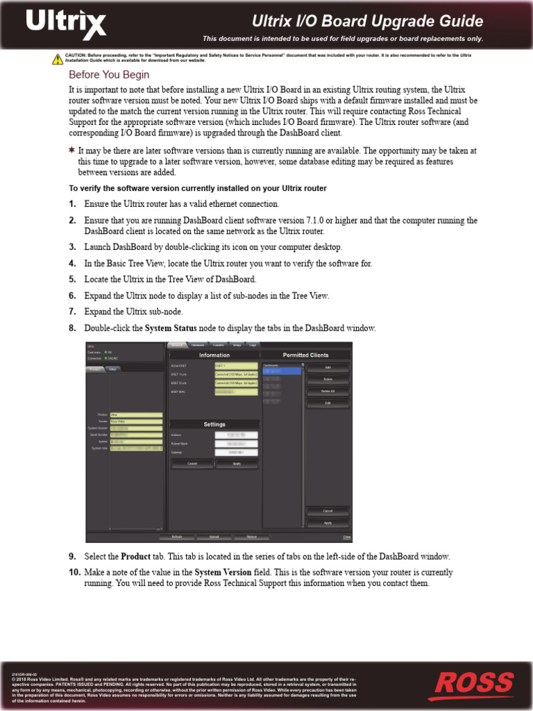 Ultrix IO Board Upgrade Guide (2101DR-006) | PDF | Router (Computing ...