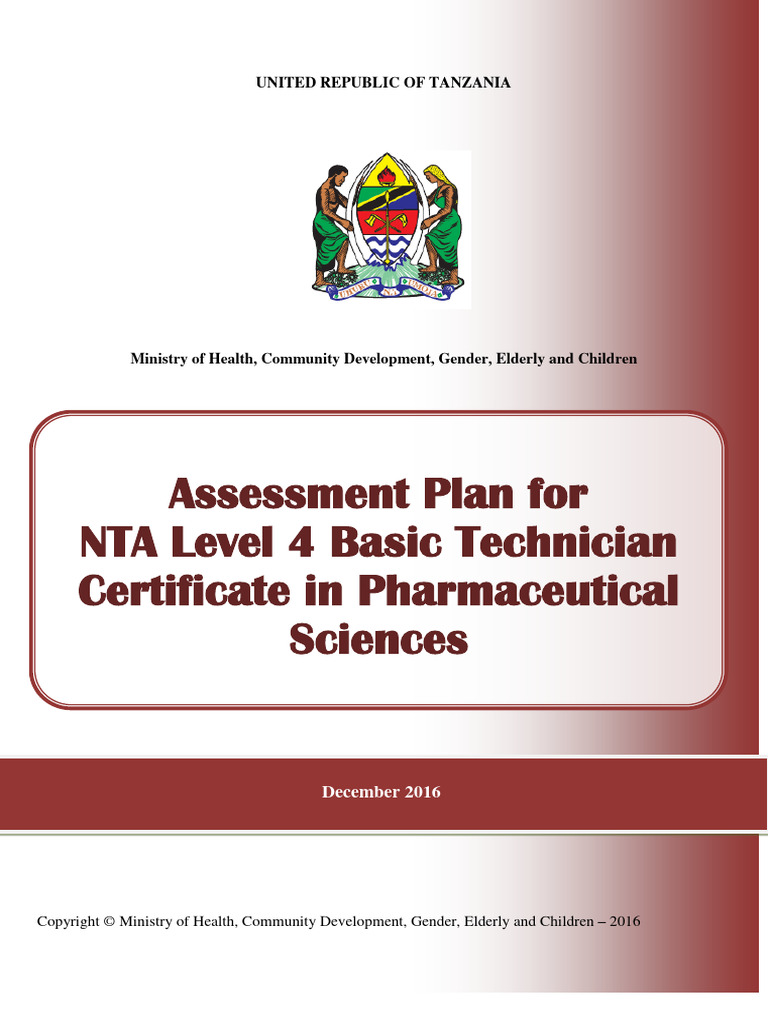 Nta Level 4 Assessment Plan 16.12.16 | PDF | Medical Prescription | Human Body