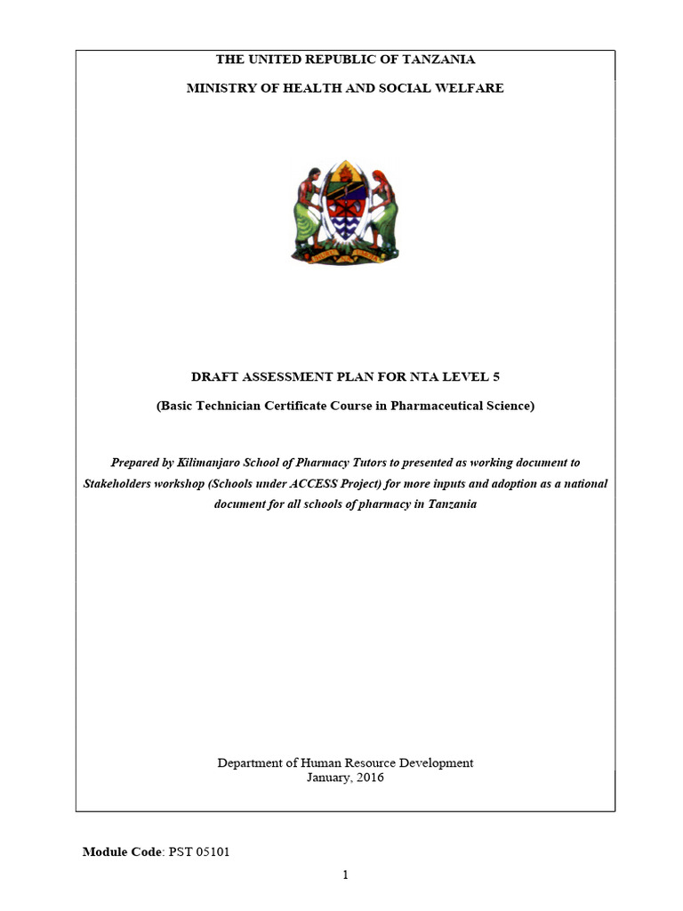 Nta Level 5 Assessment Plan | Download Free PDF | Microbiology | Curriculum