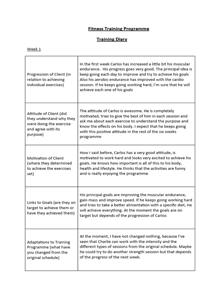 Training Diary | PDF | Physical Fitness | Aerobic Exercise