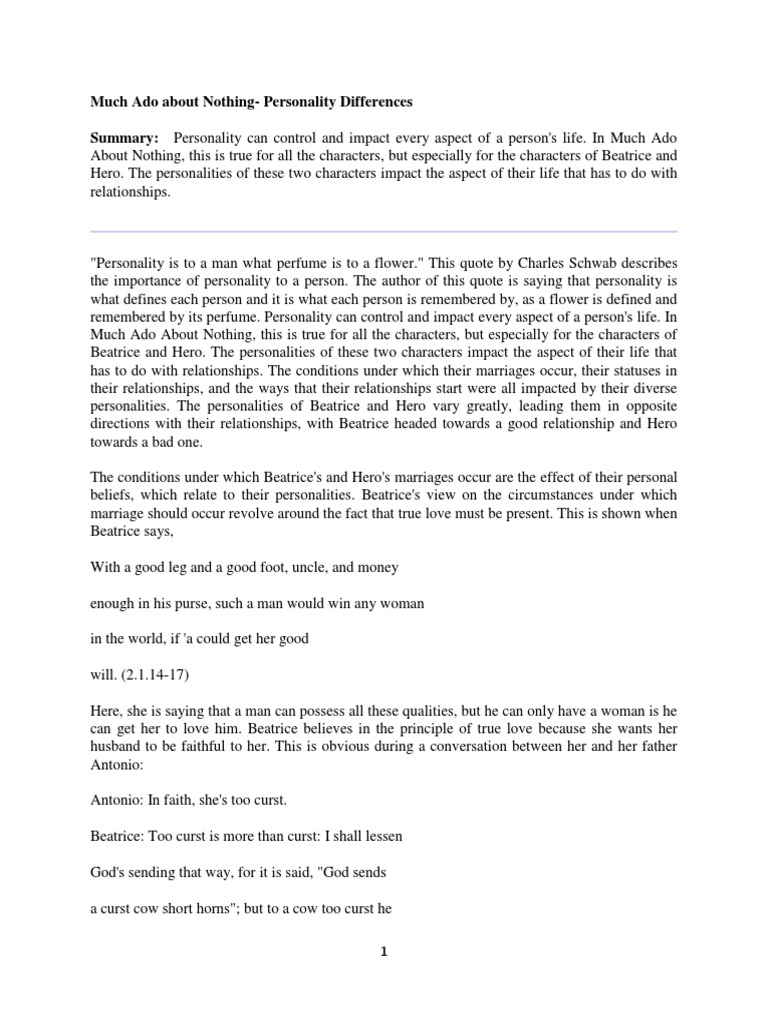 How Personality Differences Between Beatrice and Hero Impact the ...