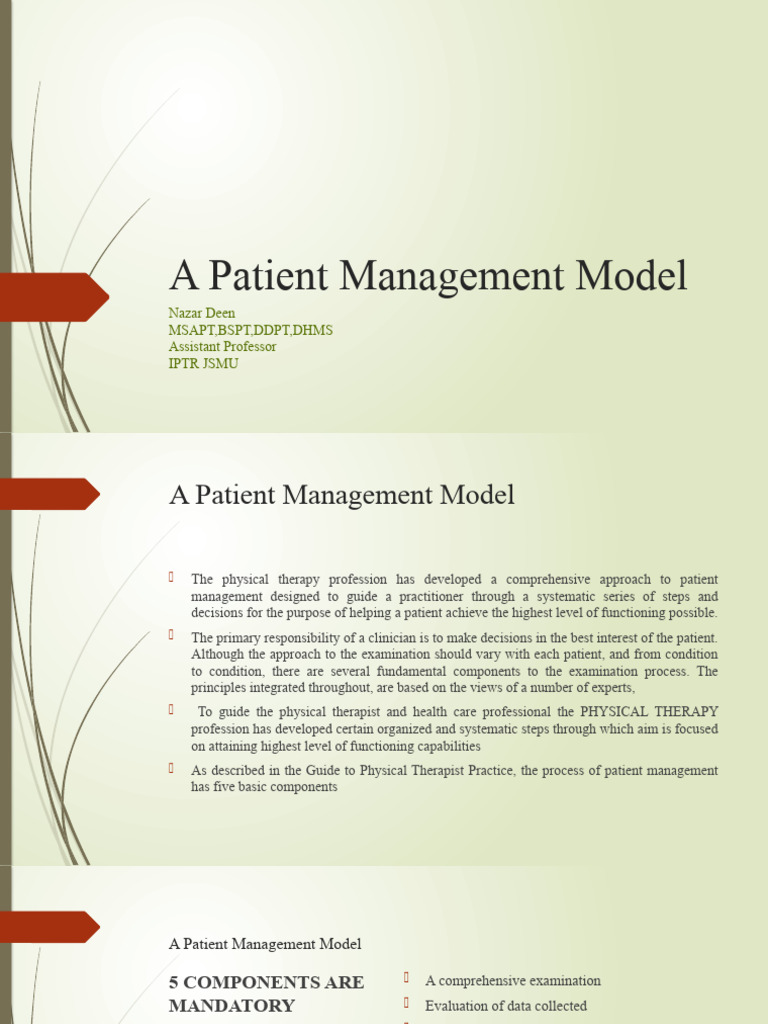 3.patient Managment Model | PDF | Physical Examination | Medical Diagnosis