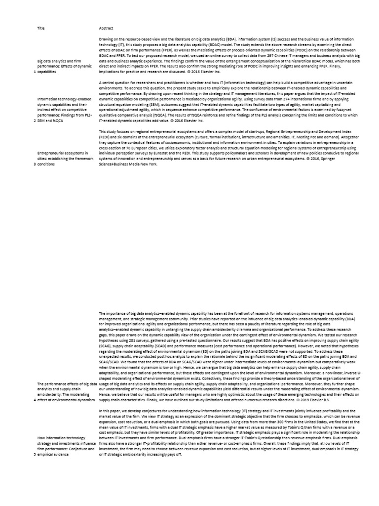 Big Data Analytics and Firm Performance | PDF | Strategic Management ...